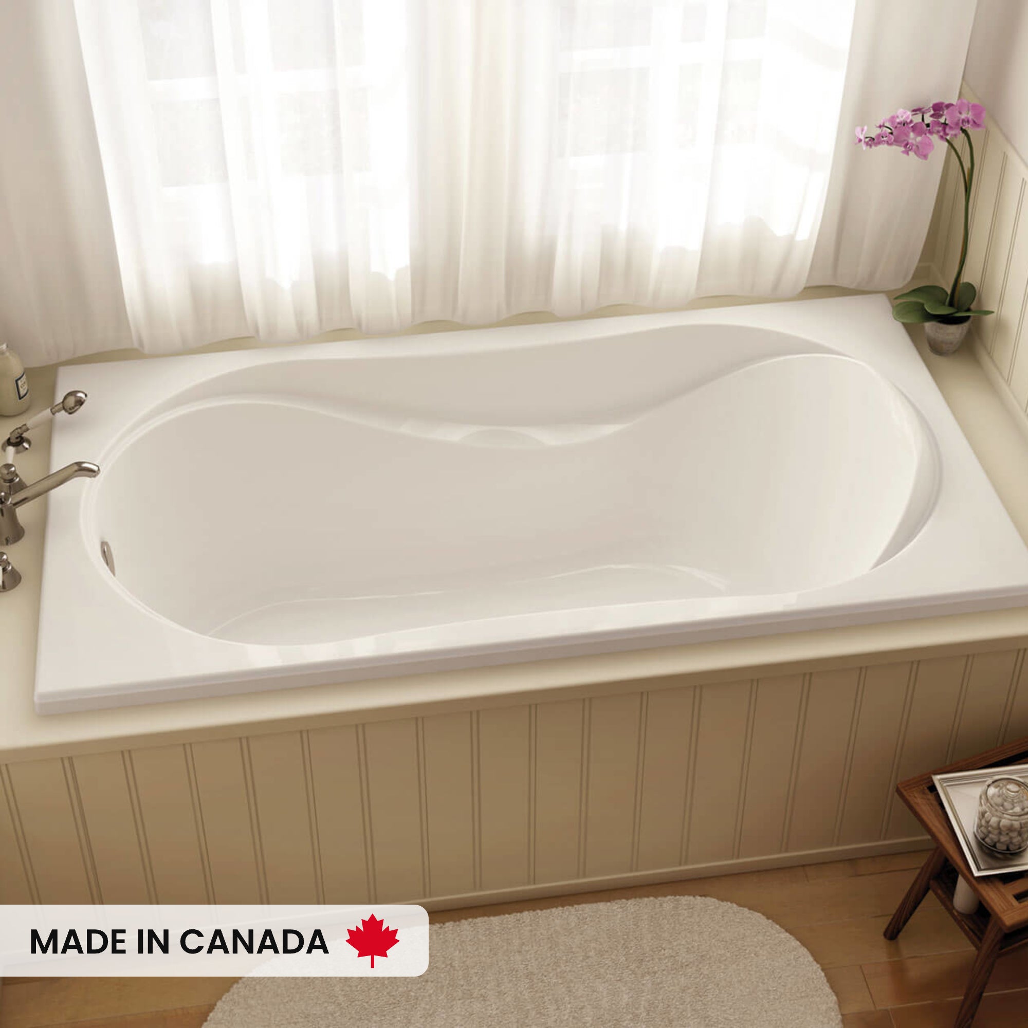 Maax Cocoon 6636 Acrylic Drop-in End Drain Bathtub in White – Blue ...