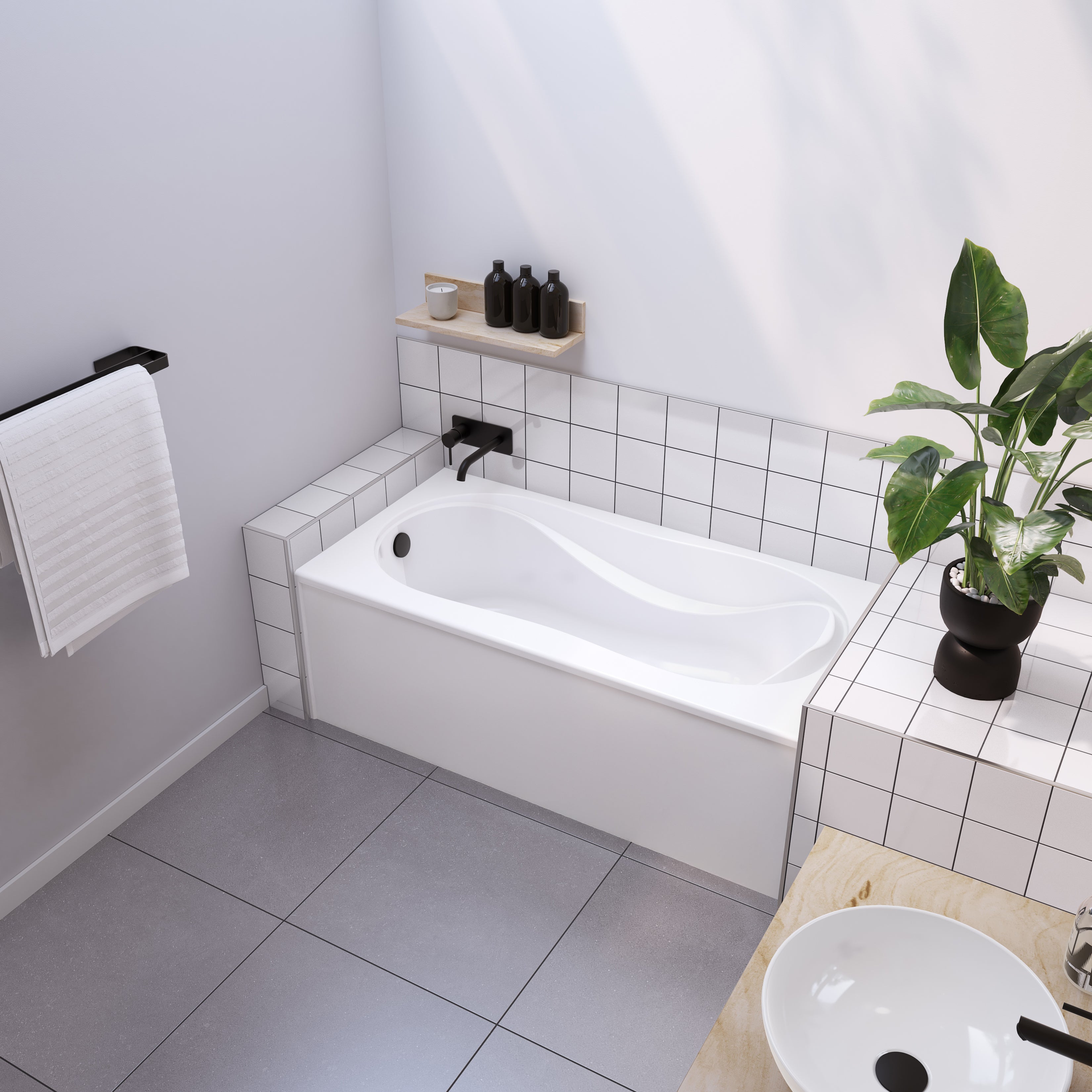 Maax Cocoon Sleek 6030 IFS Acrylic Alcove Left-Hand Drain Bathtub in W ...